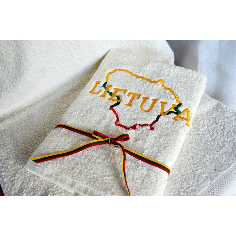 Siuvinėti rankšluosčiai : Siuvinėtas proginis rankšluostis "LIETUVA"