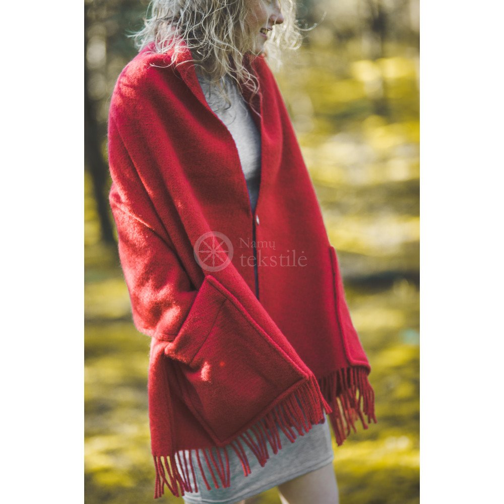 Wool capes : Scarf with pockets RED04
